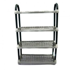 RAK SEPATU PLASTIK SUSUN 4 MIRING JENNY ABU, HARGA MURAH